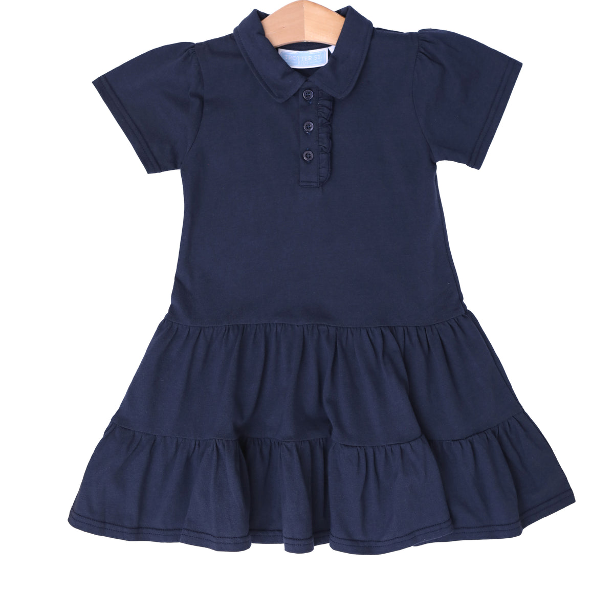 Ruffle Polo Dress- Navy – Trotter Street Kids