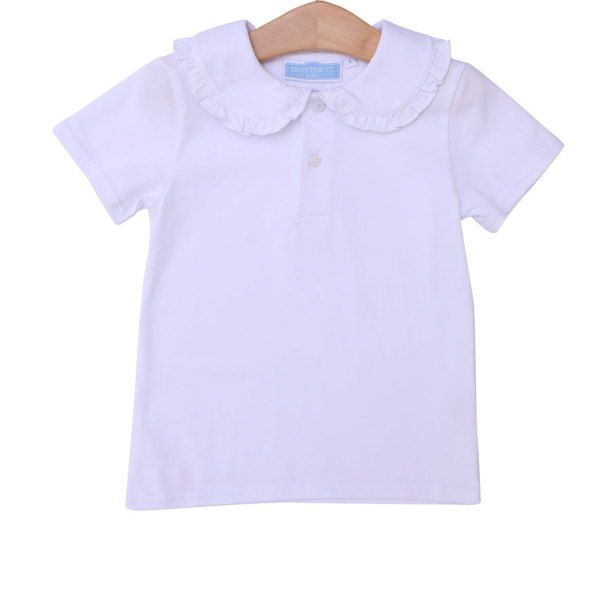 Ruffle Collar Polo- White – Trotter Street Kids